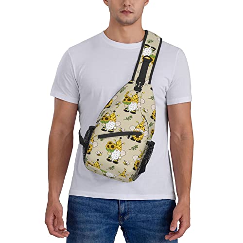 Sling Bag Sunflower Bee Gnomes Farmhouse Hiking Daypack Crossbody Shoulder Backpack Travel Chest Pack for Men Women