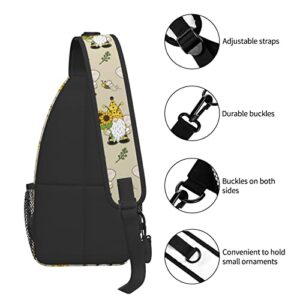 Sling Bag Sunflower Bee Gnomes Farmhouse Hiking Daypack Crossbody Shoulder Backpack Travel Chest Pack for Men Women