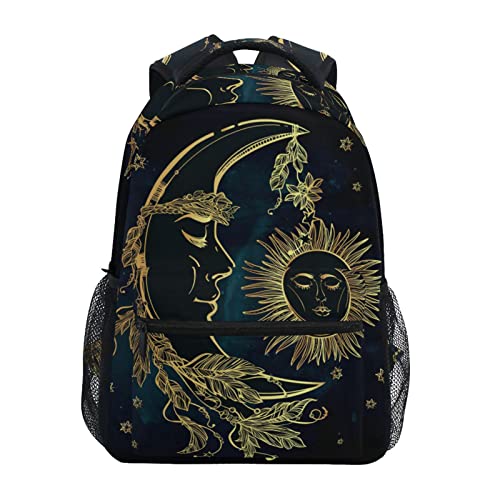 JIPONI Ethnic Moon Sun Star Backpack For Women Men, Student School Bag Bookbag Travel Laptop Backpack Purse Daypack