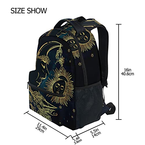 JIPONI Ethnic Moon Sun Star Backpack For Women Men, Student School Bag Bookbag Travel Laptop Backpack Purse Daypack