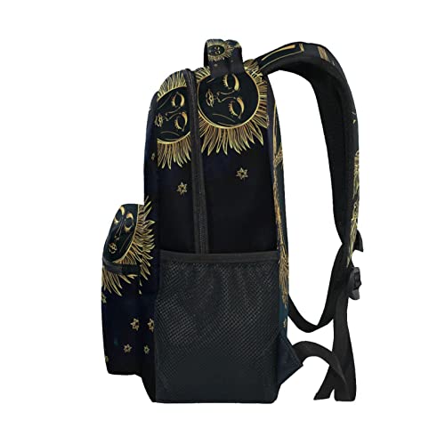 JIPONI Ethnic Moon Sun Star Backpack For Women Men, Student School Bag Bookbag Travel Laptop Backpack Purse Daypack