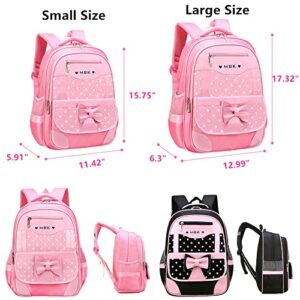 LANSHIYA 2Pcs Princess Bow Girls Backpack 2-Piece Elementary School Bag Kids School Travel Bag Set