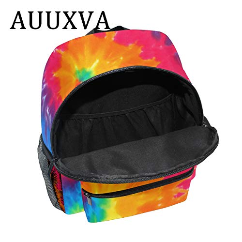 AUUXVA Kids Backpack Tie Dye Art Preschool Kindergarten Mini Children Bag Bookbags Daypack with Chest Strap Toddler Girls Boys