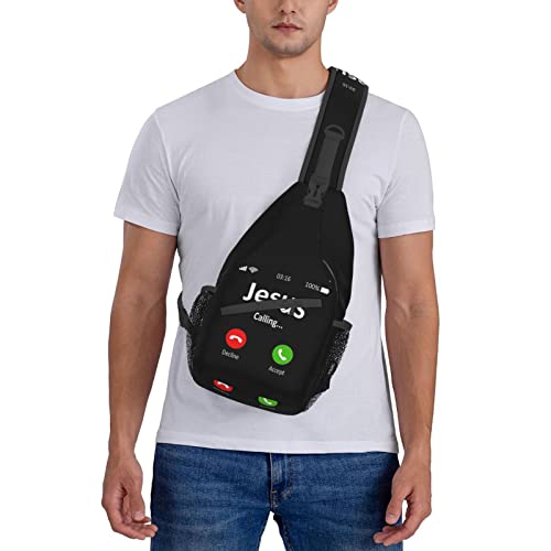 MANQINF Christian Jesus Sling Bag Crossbody Chest Daypack Fashion Jesus Cross Hiking Travel Backpack for Men Women