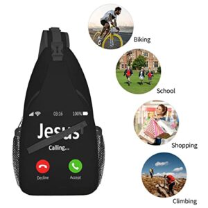 MANQINF Christian Jesus Sling Bag Crossbody Chest Daypack Fashion Jesus Cross Hiking Travel Backpack for Men Women