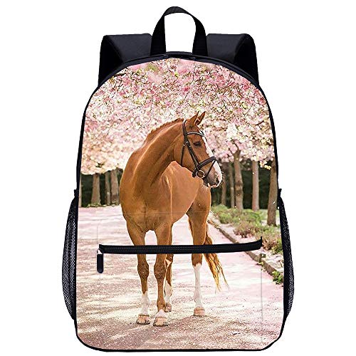 FeHuew Kids 3D Horse Backpacks Girls Shoulder Bag Casual Daypack 17" Laptop Bag for Unisex Teens