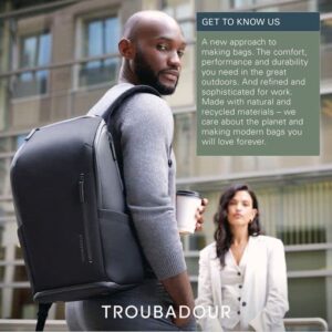 Troubadour Pioneer Backpack - Premium Easy-Access Backpack - Lightweight, Waterproof, Vegan Construction - Spacious Organization - Great for Travel, Work, School, the Gym, Sports or On-The-Go - Black