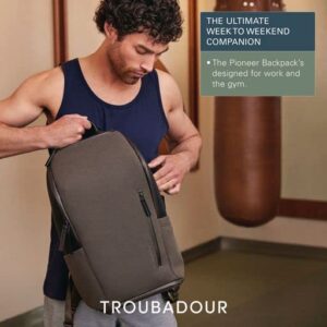 Troubadour Pioneer Backpack - Premium Easy-Access Backpack - Lightweight, Waterproof, Vegan Construction - Spacious Organization - Great for Travel, Work, School, the Gym, Sports or On-The-Go - Black