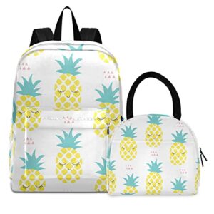 kigai cute pineapple backpack for boys girls school travel back pack lightweight durable bookbag with lunch bag