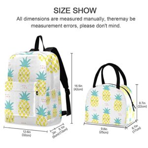 Kigai Cute Pineapple Backpack for Boys Girls School Travel Back Pack Lightweight Durable Bookbag with Lunch Bag