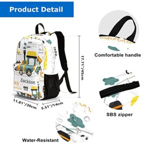 Personalized School Backpack,Transportation Choo Choo Train Cartoon Custom Casual 17 Inch Durable Bag for Girls Boys