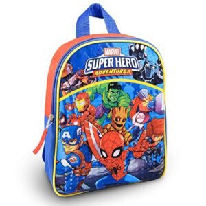 Marvel Super Hero Adventures Mini Backpack -- 3 Pc Bundle With 11" Avengers Superhero School Bag For Boys, Kids, Spiderman Coloring Pack And More | Marvel School Supplies