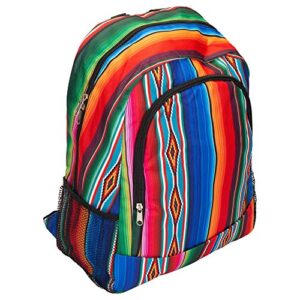 serape patterned 14 x 17 inch large microfiber zipper padded backpack