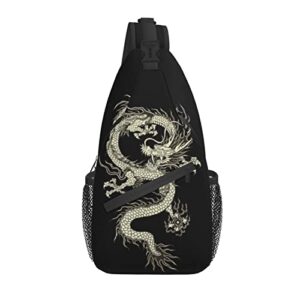 dragon pattern sling bag crossbody chest daypack casual backpack cool shoulder bag for travel hiking sport gym