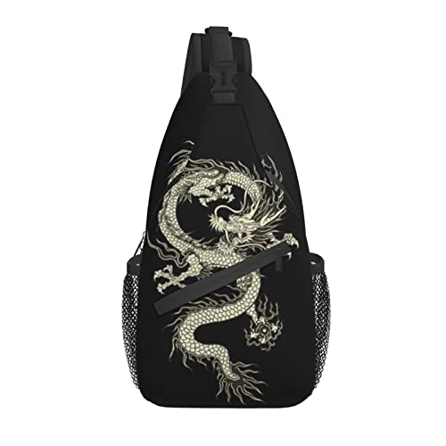 Dragon Pattern Sling Bag Crossbody Chest Daypack Casual Backpack Cool Shoulder Bag For Travel Hiking Sport Gym