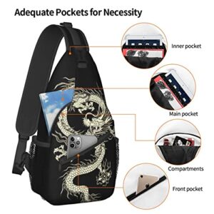 Dragon Pattern Sling Bag Crossbody Chest Daypack Casual Backpack Cool Shoulder Bag For Travel Hiking Sport Gym