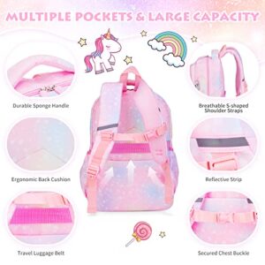 Backpacks for Girls School Cute Kids Backpack Bookbags with Insulated Lunch Box Set for School Elementary girl, Tie Dye School Bag with Laptop Compartments 16*11.5*7.5, Galaxy Pink