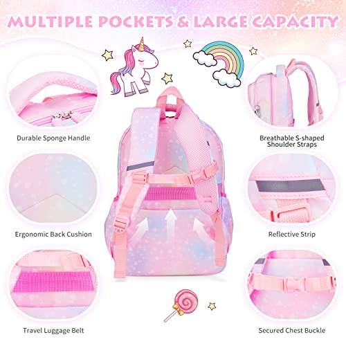 Backpacks for Girls School Cute Kids Backpack Bookbags with Insulated Lunch Box Set for School Elementary girl, Tie Dye School Bag with Laptop Compartments 16*11.5*7.5, Galaxy Pink