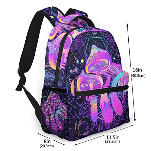 DADABULIU School Backpack Trippy Magic Mushrooms Psychedelic Mystic for Women Men Student Bookbag Durable Casual Daypack Teens College Lightweight Hiking Travel Bag