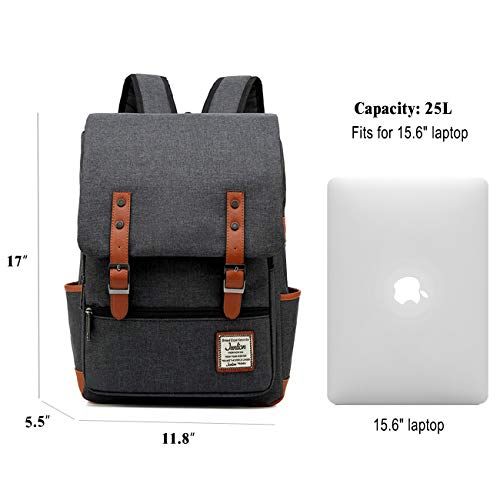 Junlion Vintage Laptop Backpack Gift for Women Men, School College Slim Backpack Fits 15.6 inch Macbook Black