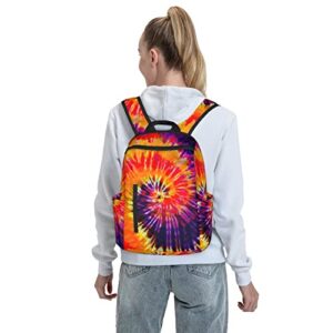 Pueple Orange Tie Dye Backpack Compact Light 14.7 Inch Travel Bag Laptop Hippie Backpack Computer Bag for Men Women