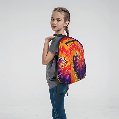 Pueple Orange Tie Dye Backpack Compact Light 14.7 Inch Travel Bag Laptop Hippie Backpack Computer Bag for Men Women