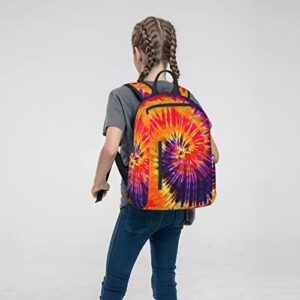 Pueple Orange Tie Dye Backpack Compact Light 14.7 Inch Travel Bag Laptop Hippie Backpack Computer Bag for Men Women