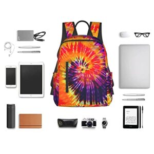 Pueple Orange Tie Dye Backpack Compact Light 14.7 Inch Travel Bag Laptop Hippie Backpack Computer Bag for Men Women