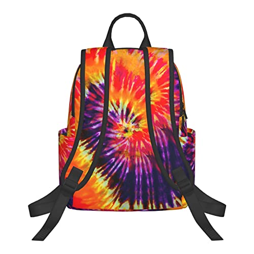 Pueple Orange Tie Dye Backpack Compact Light 14.7 Inch Travel Bag Laptop Hippie Backpack Computer Bag for Men Women