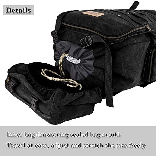 Tactical Hiking Backpack, Travel Daypacks 70 Liters Waterproof Mountain Sports Bags with Dust Cover (Black, 70L)