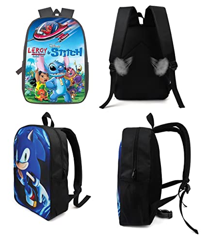 Homruis Stitch Backpack Cartoon Anime Pattern Design School Bag Backpack High Capacity Schoolbag Boy And Girl Schoolbag