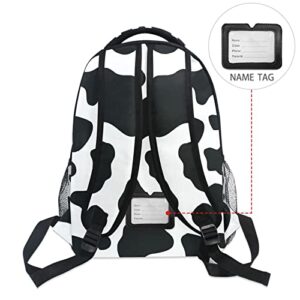 Krafig Black and White Cow Print Boys Girls Kids School Backpacks Bookbag, Elementary School Bag Travel Backpack Daypack