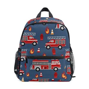 selerdon kid’s toddler backpack red fire trucks cartoon schoolbag for cute boys girls, daycare school children kindergarten bag preschool nursery travel purse bag