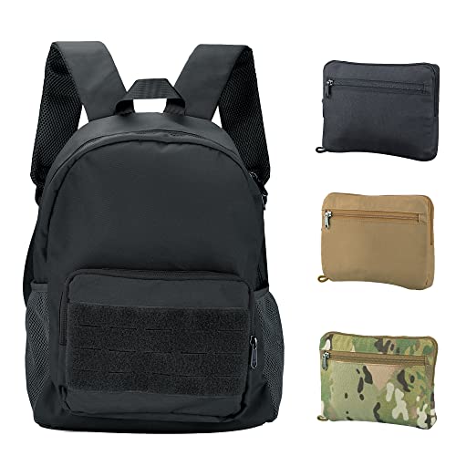 Guayma Small Tactical Foldable Backpack Military Molle Bags Hiking Daypacks For Men&Women Travel Work Outdoors,black