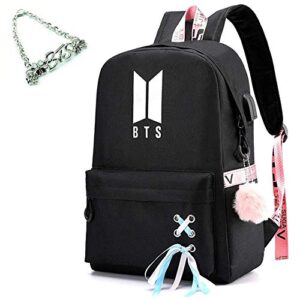 alikpop bookbag jimin suga v jhope rapmonster suga jungkook taehyung v travel back pack with 925 silver bracelet for student work men & women