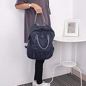 Womens Denim Backpack Purse Teen Girls Casual Style Lightweight Canvas Backpack School Bag Travel Daypack (Navy)