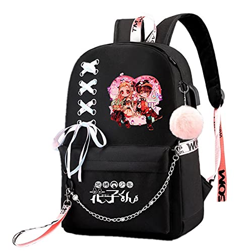 ISaikoy Anime Toilet Bound Hanako kun Backpack Satchel Bookbag Daypack School Bag Laptop Shoulder Bag, Black, Medium (Isaisia0612-a1)