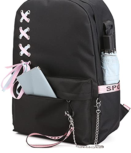 ISaikoy Anime Toilet Bound Hanako kun Backpack Satchel Bookbag Daypack School Bag Laptop Shoulder Bag, Black, Medium (Isaisia0612-a1)