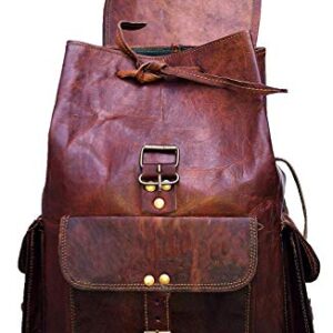 21" Brown Leather Backpack Vintage Rucksack Laptop Bag Water Resistant Casual Daypack College Bookbag Comfortable Lightweight Travel Hiking/picnic For Men