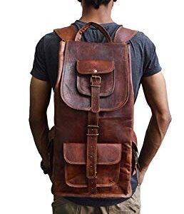 21" Brown Leather Backpack Vintage Rucksack Laptop Bag Water Resistant Casual Daypack College Bookbag Comfortable Lightweight Travel Hiking/picnic For Men