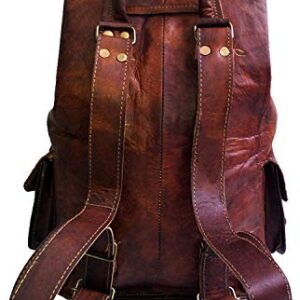 21" Brown Leather Backpack Vintage Rucksack Laptop Bag Water Resistant Casual Daypack College Bookbag Comfortable Lightweight Travel Hiking/picnic For Men