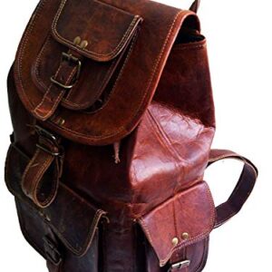 21" Brown Leather Backpack Vintage Rucksack Laptop Bag Water Resistant Casual Daypack College Bookbag Comfortable Lightweight Travel Hiking/picnic For Men