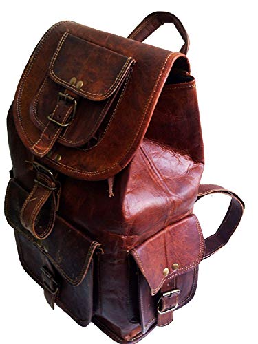 21" Brown Leather Backpack Vintage Rucksack Laptop Bag Water Resistant Casual Daypack College Bookbag Comfortable Lightweight Travel Hiking/picnic For Men