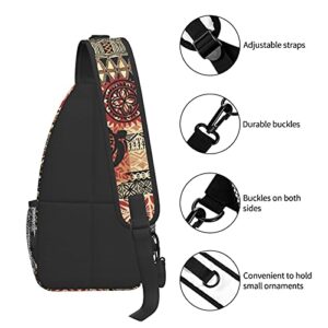 JUNGENIUPI Hawaiian style tribal art Unisex Chest Bags Crossbody Sling Backpack Travel Hiking Daypack Crossbody Shoulder Bag For Women Men, One Size(JUNGENIUP-{id})