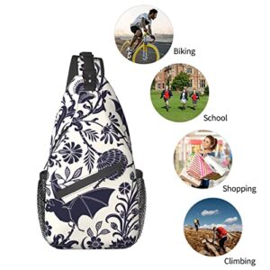 koikvs Halloween Bat Flower large Crossbody Backpack Sling Bag for men women Daypack, Sling Bag with water bottle holder for Travel Shoulder Backpack Chest Bags