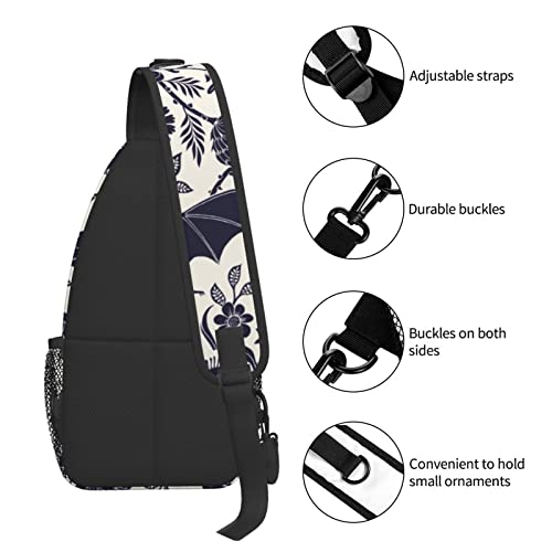 koikvs Halloween Bat Flower large Crossbody Backpack Sling Bag for men women Daypack, Sling Bag with water bottle holder for Travel Shoulder Backpack Chest Bags