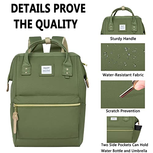 Bebowden Travel Laptop Backpack for Women Men College School Bag Business Work Anti Thef Water Resistant Casual Daypack Fits 14 Inch Laptop Green