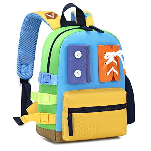 SHENHU Waterproof Kids Backpack Lightweight Kindergarten SchoolBag Bookbag Preschool Bag with Buckles and Laces with Leashes for Boy Girl Yellow