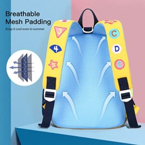 SHENHU Waterproof Kids Backpack Lightweight Kindergarten SchoolBag Bookbag Preschool Bag with Buckles and Laces with Leashes for Boy Girl Yellow