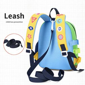 SHENHU Waterproof Kids Backpack Lightweight Kindergarten SchoolBag Bookbag Preschool Bag with Buckles and Laces with Leashes for Boy Girl Yellow